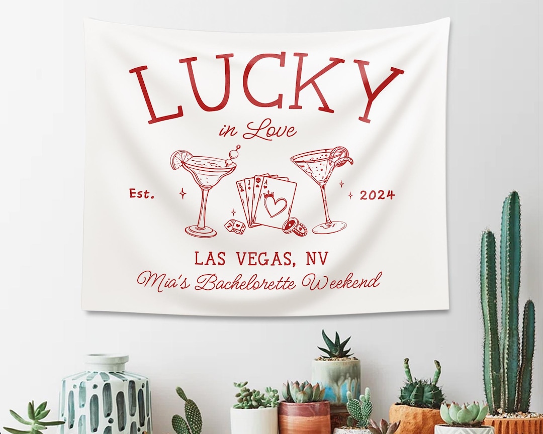 Custom Bachelorette Party Decor, Lucky in Love Bachelorette Tapestry ...