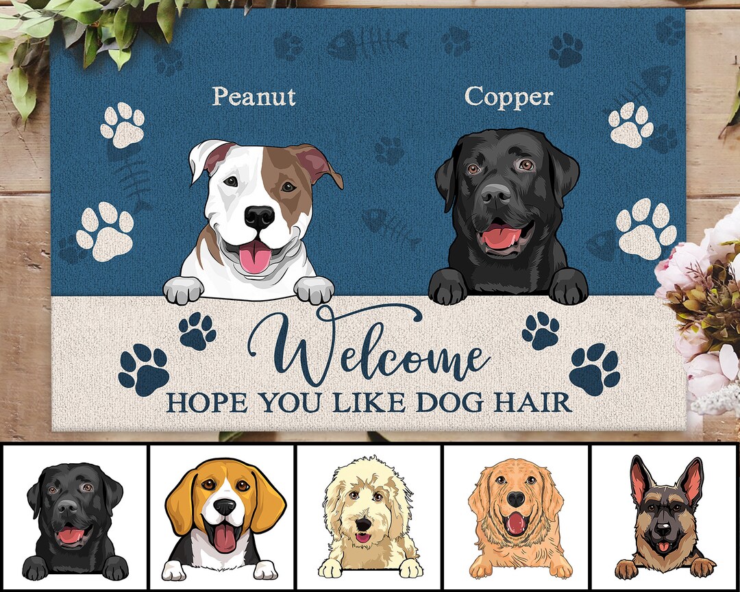 Custom Dog Doormat, Personalized Dog Welcome Mat, Dog Mom Gift, Dog Dad ...