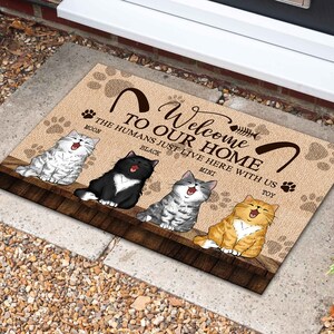 Custom Cat Welcome Mat, Personalized Cat Doormat, Funny Cat Lovers Gift ...