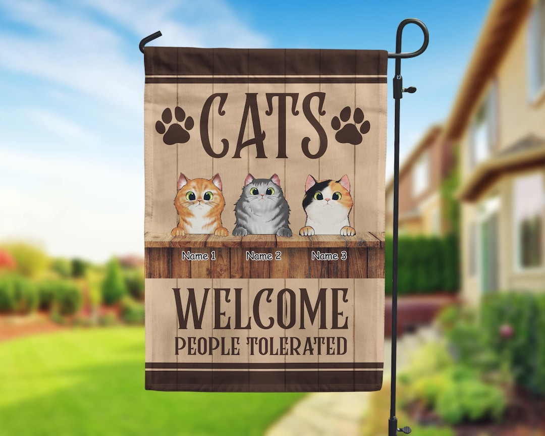 Personalized Cat Garden Flag, Custom Gifts for Cat Lovers, Cat Owner ...