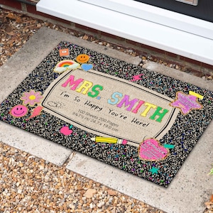 Personalized Teacher Name Rug, Custom Composition Notebook Doormat ...