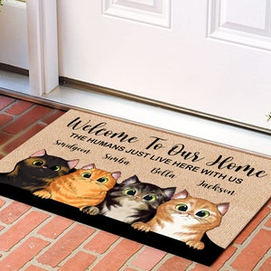 Personalized Cat Doormat, Custom Cat Welcome Mat, Welcome Home Mat, Cat ...