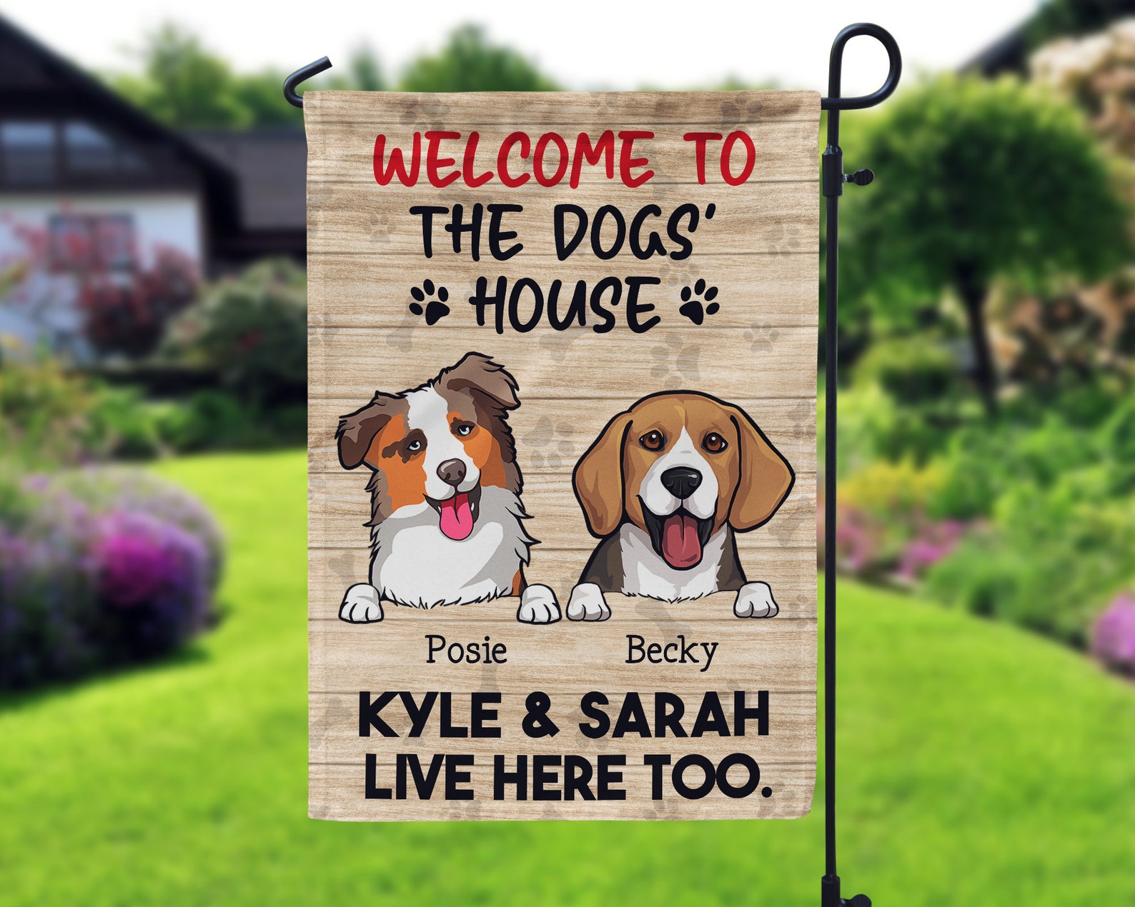 Personalized Dog Flag, Welcome to the Dog's House Garden Flag, Dog ...