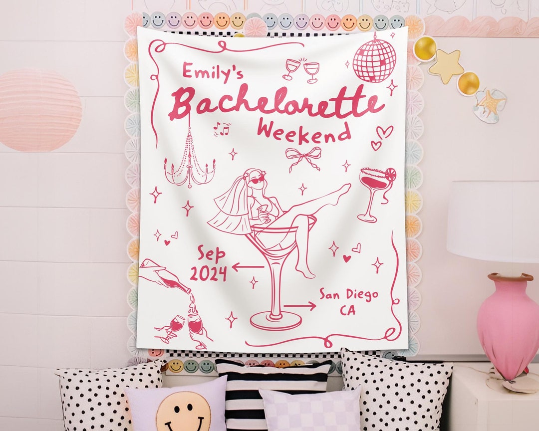 Custom Bachelorette Party Tapestry, Beach Bachelorette Backdrop ...