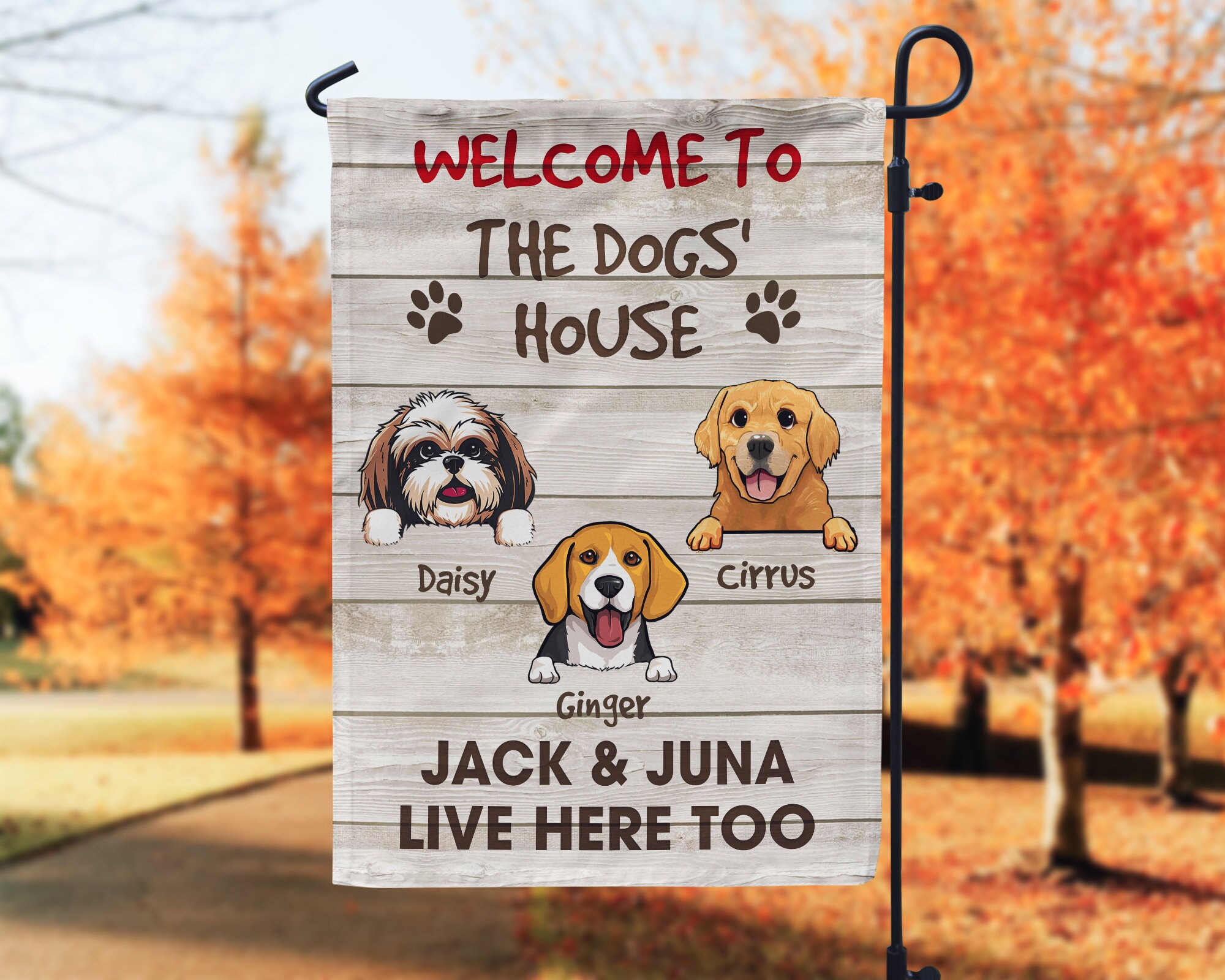 Personalized Dog Flag for Dog Lovers, Welcome to the Dog's House Garden ...