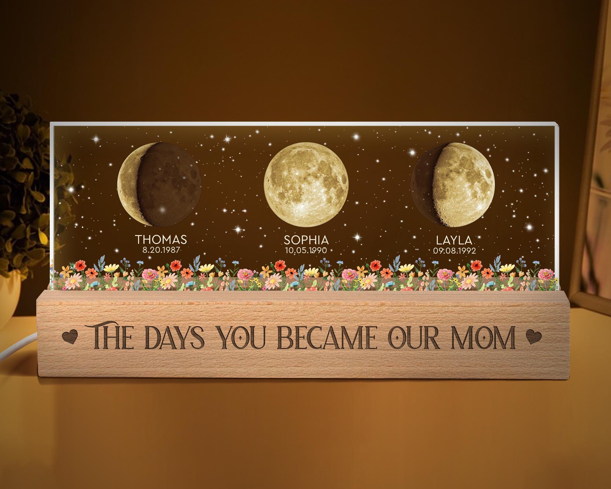 Custom Moon Phase by Date Night Light Gift for Mom, Mothers Day Gift ...