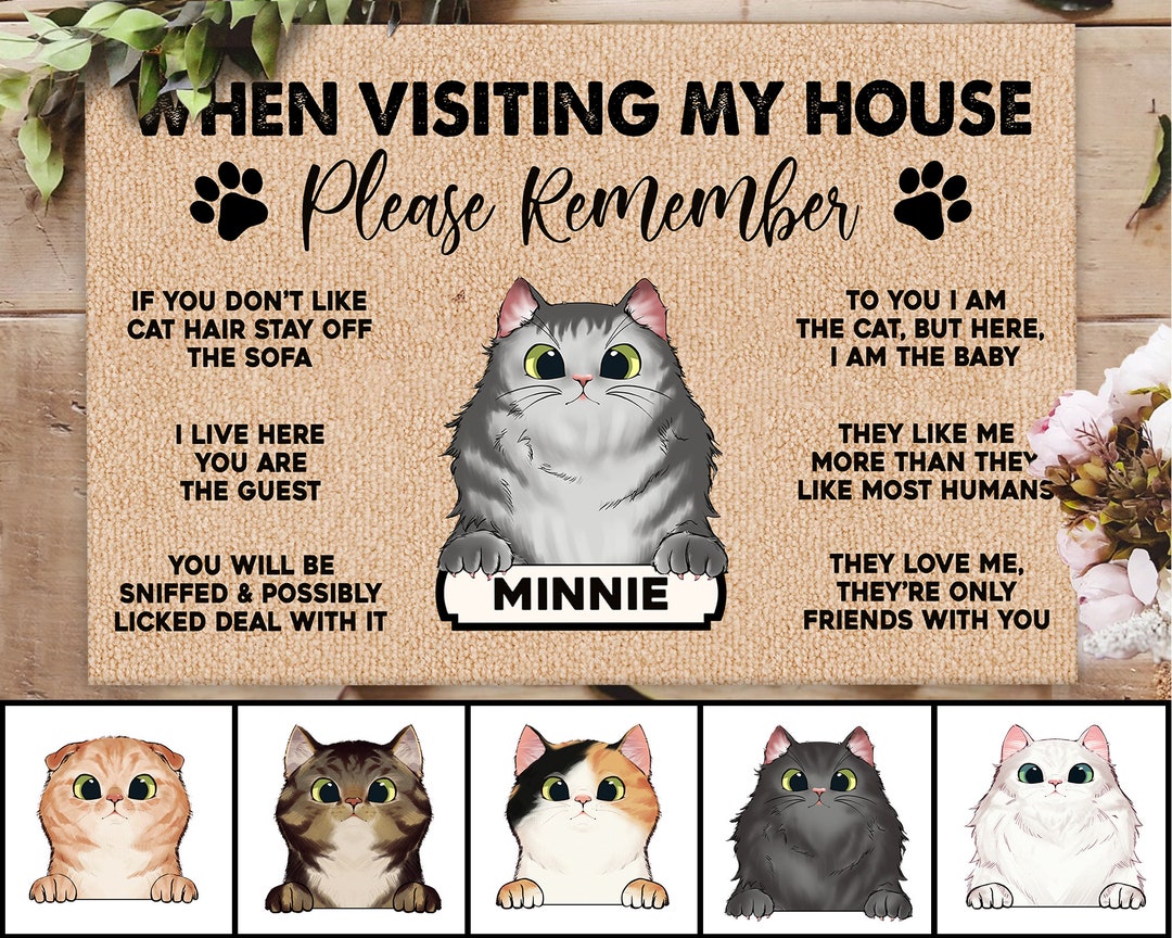 Personalized Cat Doormat, Custom Cat Welcome Mat, Funny Cat Lovers Gift ...
