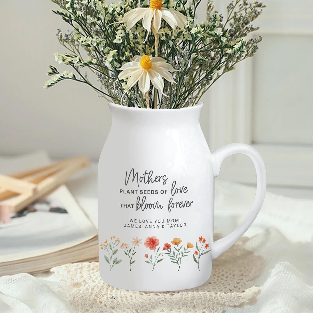 Custom Flower Vase for Mom, Mothers Day Gift, Personalized Gift for Mom ...
