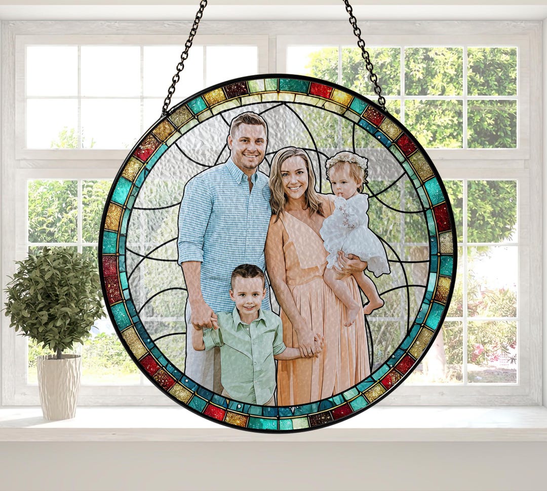 Custom Photo Stained Glass Suncatcher, Family Personalized Window ...