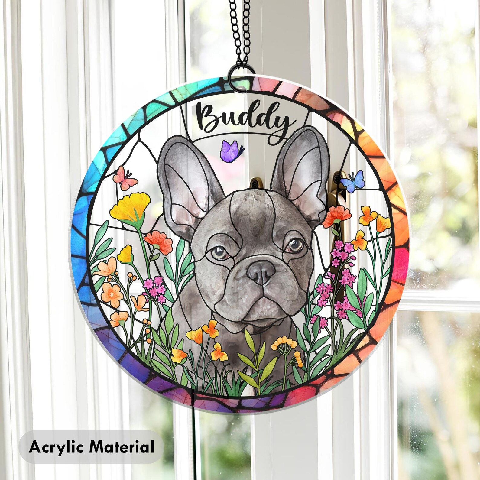 Custom Cat Portrait Stained Glass Suncatcher, Custom Pet Portrait From ...