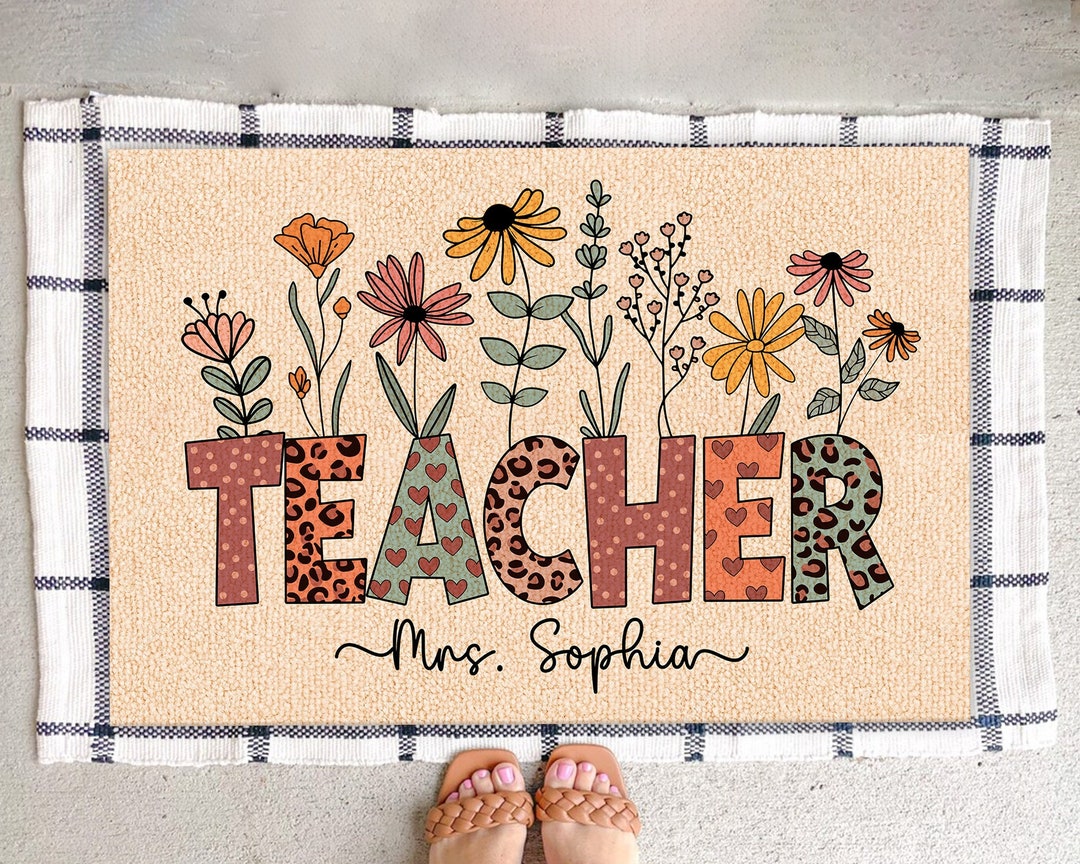 Personalized Teacher Classroom Doormat, Custom Teacher Welcome Mat ...
