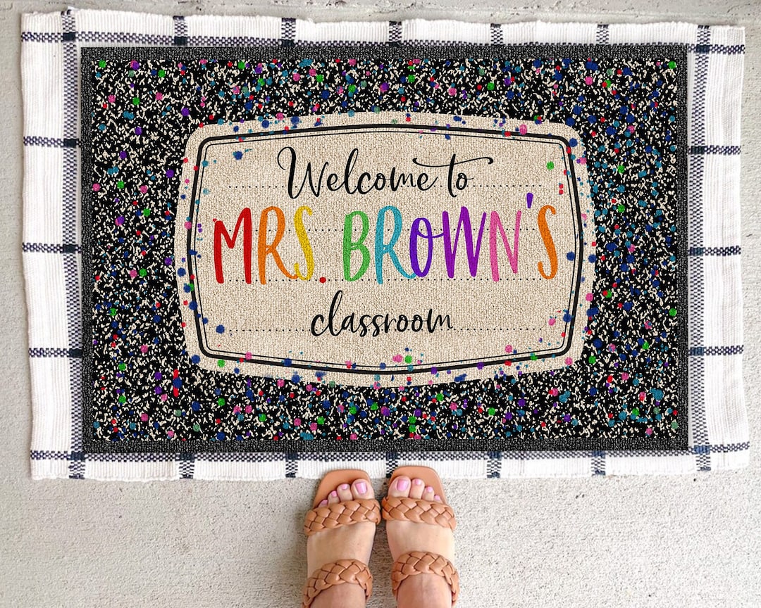 Custom Teacher Welcome Mat, Personalized Classroom Doormat, Back to ...
