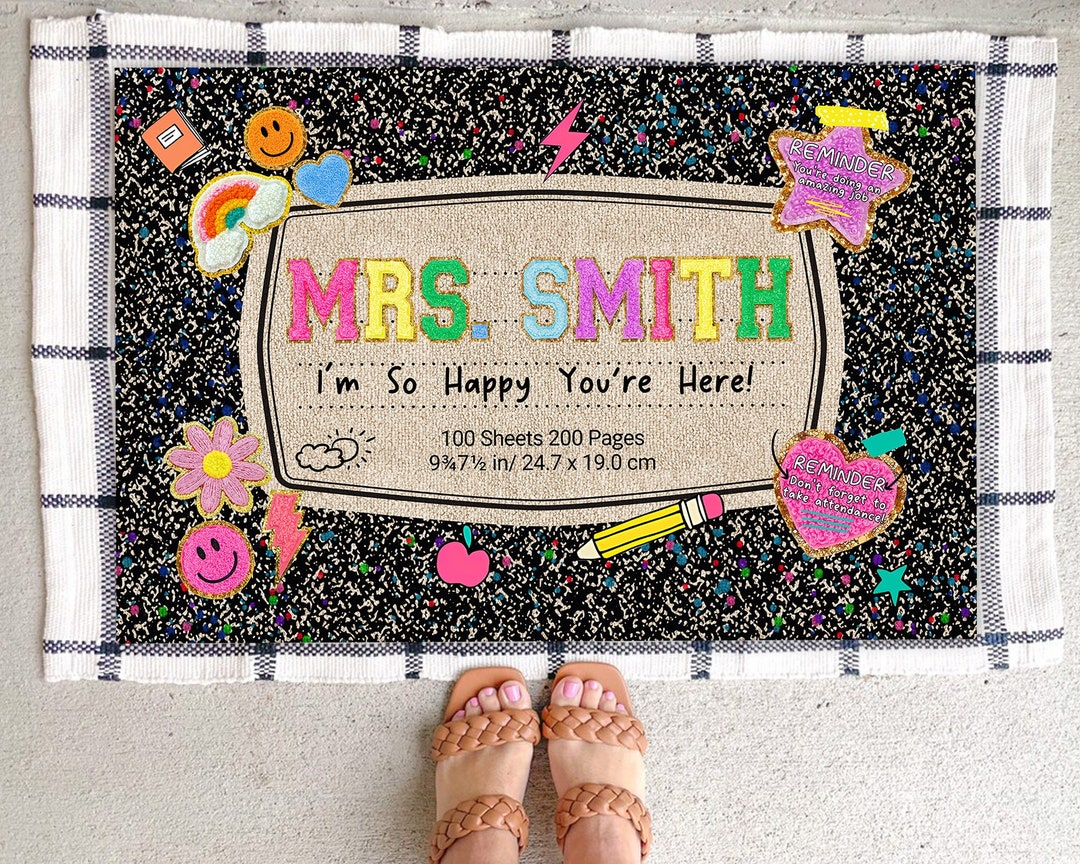 Personalized Teacher Name Rug, Custom Composition Notebook Doormat ...