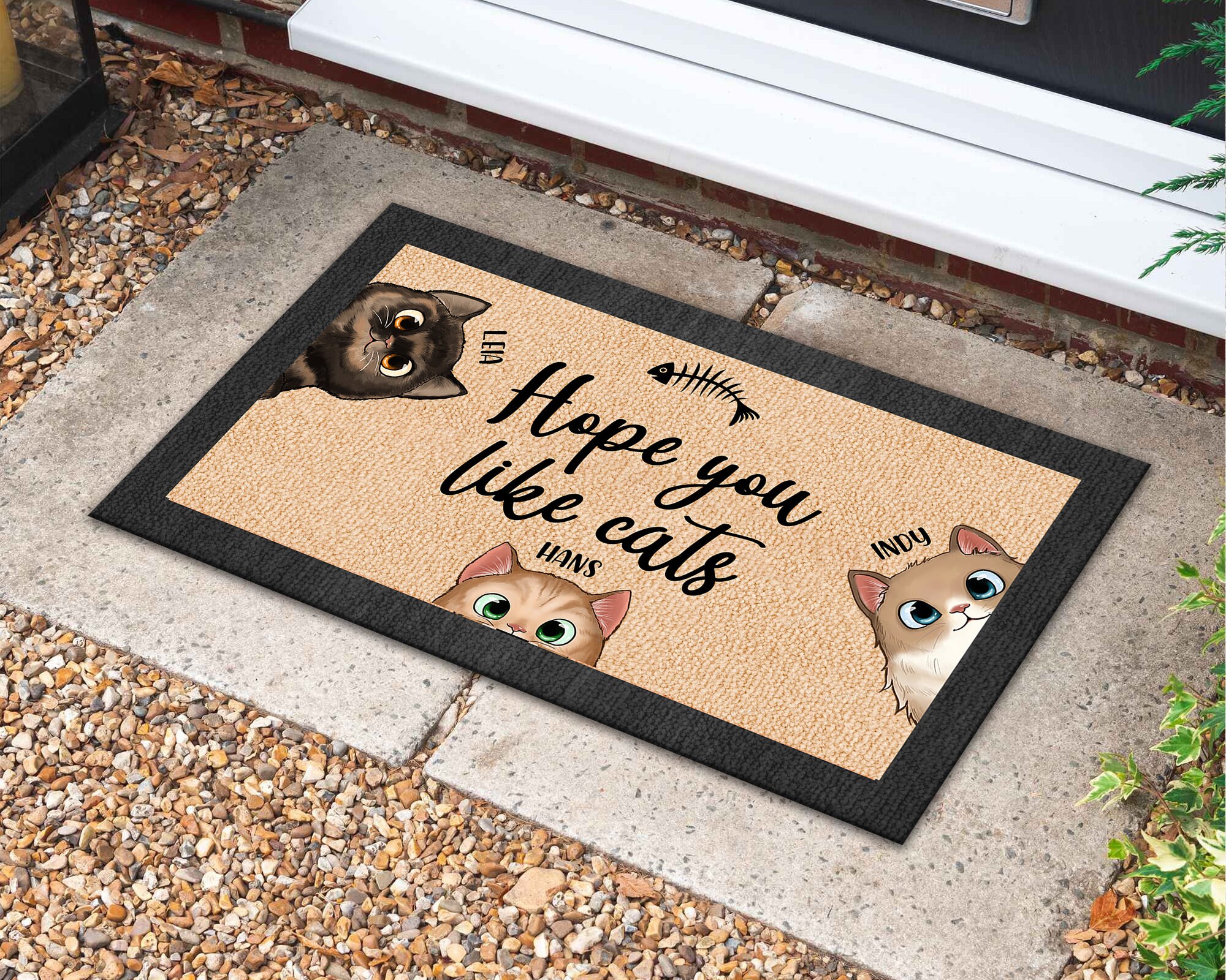 Custom Cat Welcome Mat, Hope You Like Cats Doormat, Personalized Cat ...