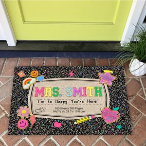 Personalized Teacher Name Rug, Custom Composition Notebook Doormat ...