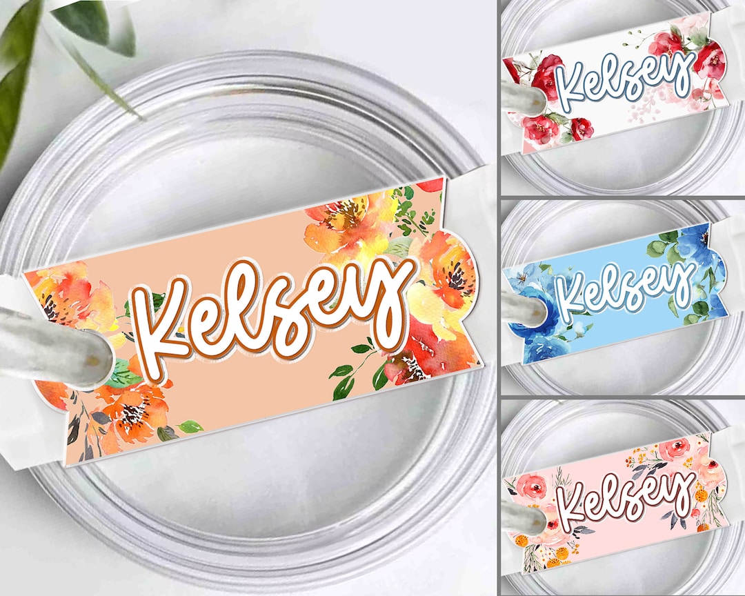 Flower Custom Stanley Name Plate, Personalized Tumbler Name Tag, 30oz ...