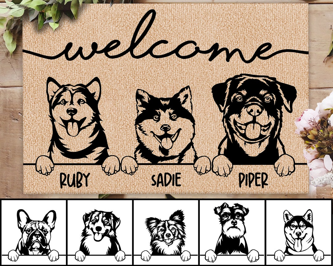 Personalized Welcome Mat Dog, Dog Doormat, Custom Dog Gifts, Dog Door ...