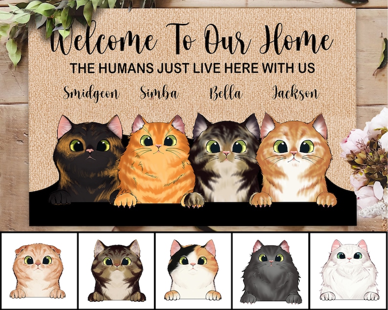 Personalized Cat Doormat, Custom Cat Welcome Mat, Welcome Home Mat, Cat ...