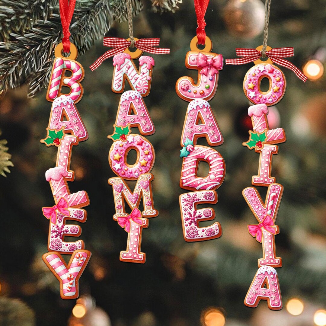 Personalized Letter Name Christmas Ornament, Alphabet Ornament, Family ...