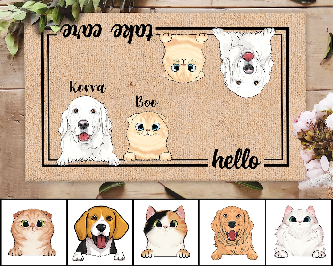 Funny Pet Welcome Mat, Personalized Dog Cat Doormat, Pet Lover Gifts ...