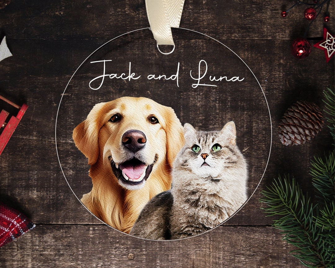 Personalized Pet Portrait Ornament, Custom Pet Christmas Ornament, Dog ...