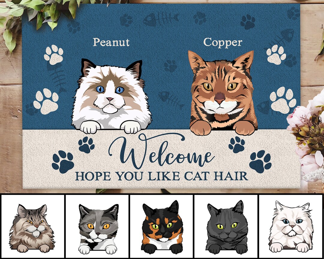 Custom Cat Doormat, Personalized Cat Welcome Mat, Cat Mom Gift, Cat Dad ...