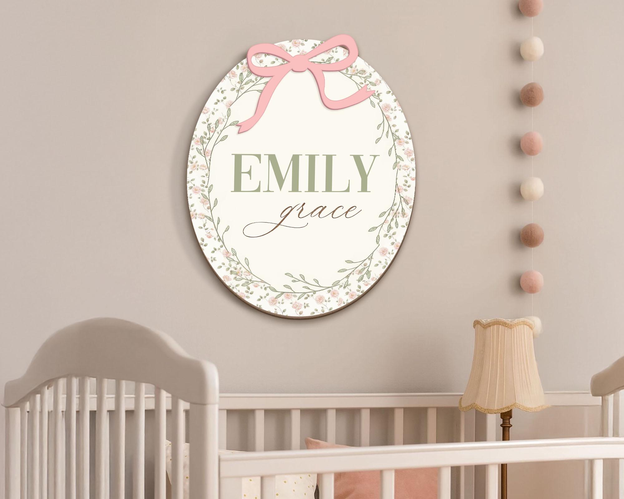 Wildflower Pink Bow Birth Stats Sign, Baby Announcement Sign, Baby Girl ...