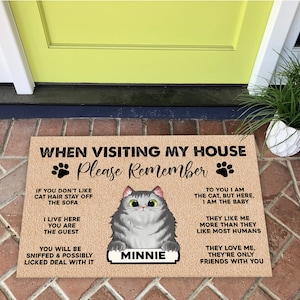Personalized Cat Doormat, Custom Cat Welcome Mat, Funny Cat Lovers Gift ...