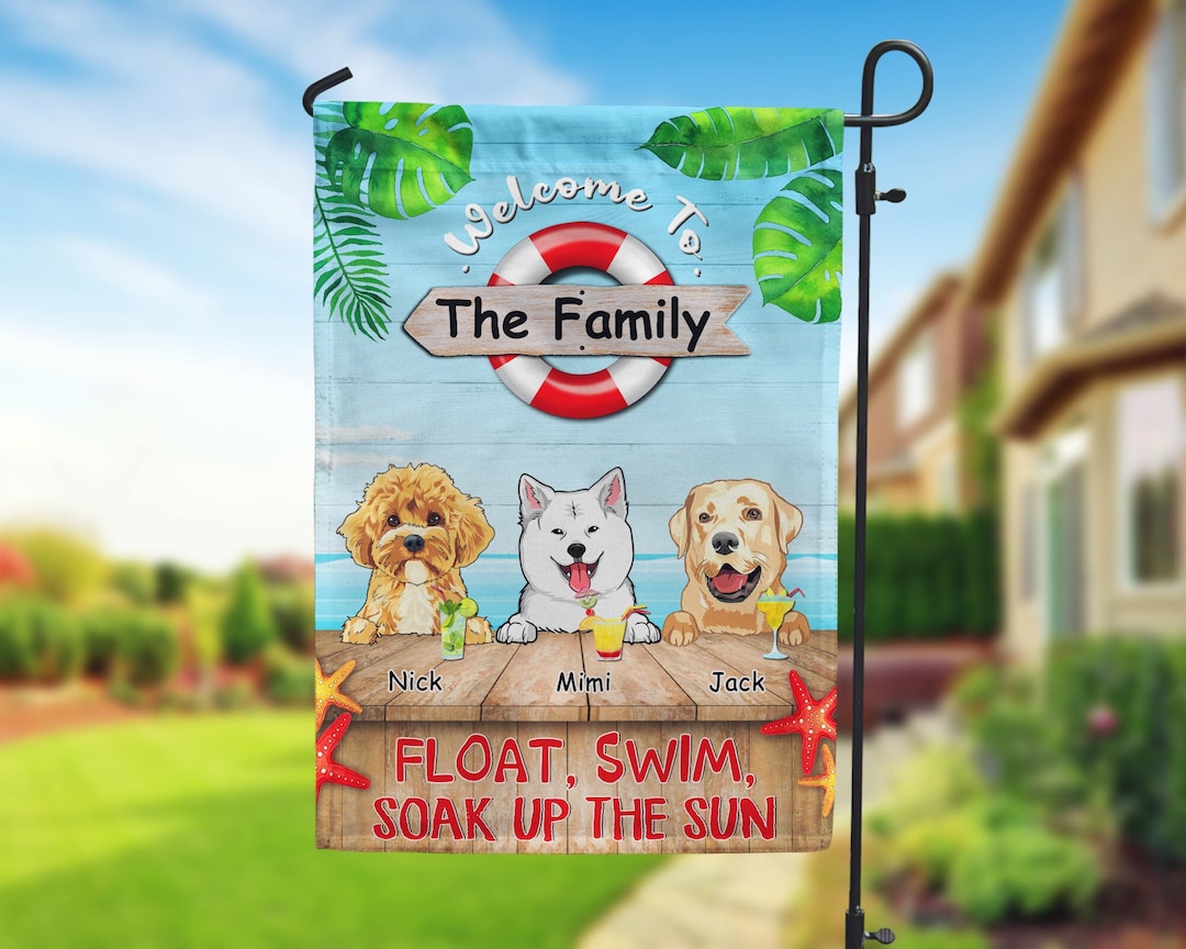 Personalized Pool Sign, Summer Decor, Custom Dog Flag, Pool Rules ...