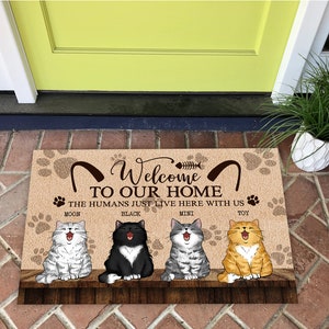 Custom Cat Welcome Mat, Personalized Cat Doormat, Funny Cat Lovers Gift ...