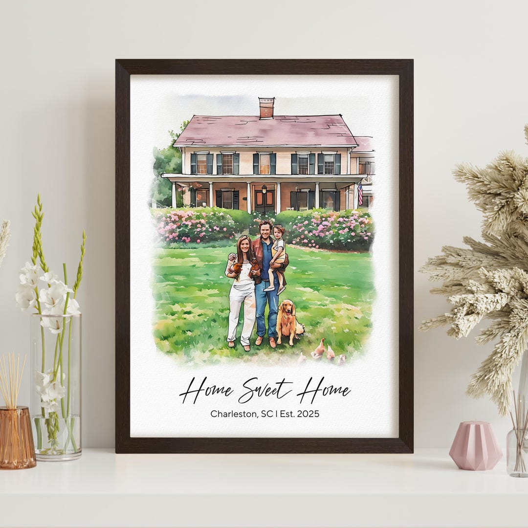 Custom Home Portrait From Photo, Housewarming Gift, House Painting ...