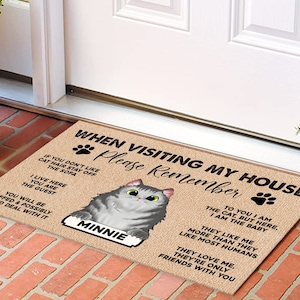 Personalized Cat Doormat, Custom Cat Welcome Mat, Funny Cat Lovers Gift ...