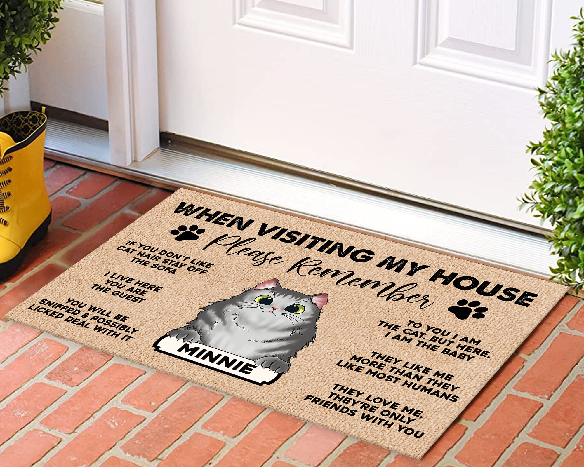 Personalized Cat Doormat, Custom Cat Welcome Mat, Funny Cat Lovers Gift ...