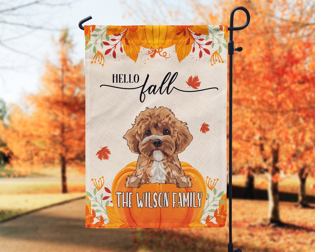 Custom Dog Fall Flag, Personalized Dog Flag With Family Name, Pumpkin ...
