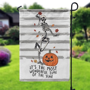 Halloween Flag, Skeleton Spooky Halloween Garden Flag, Halloween Home ...