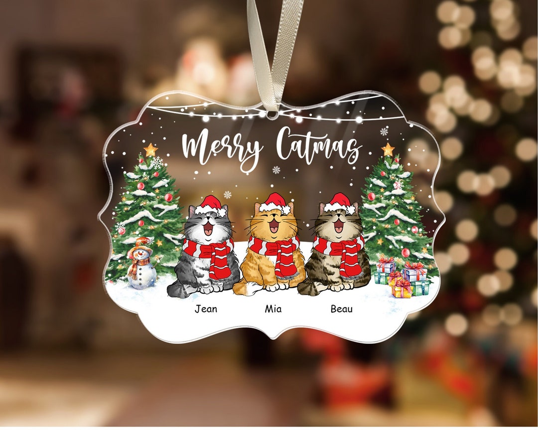 Custom Cat Christmas Ornament, Personalized Cat Ornament, Christmas ...