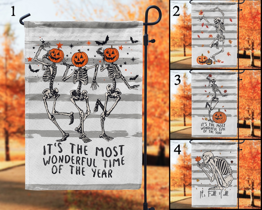 Halloween Flag, Skeleton Spooky Halloween Garden Flag, Halloween Home ...