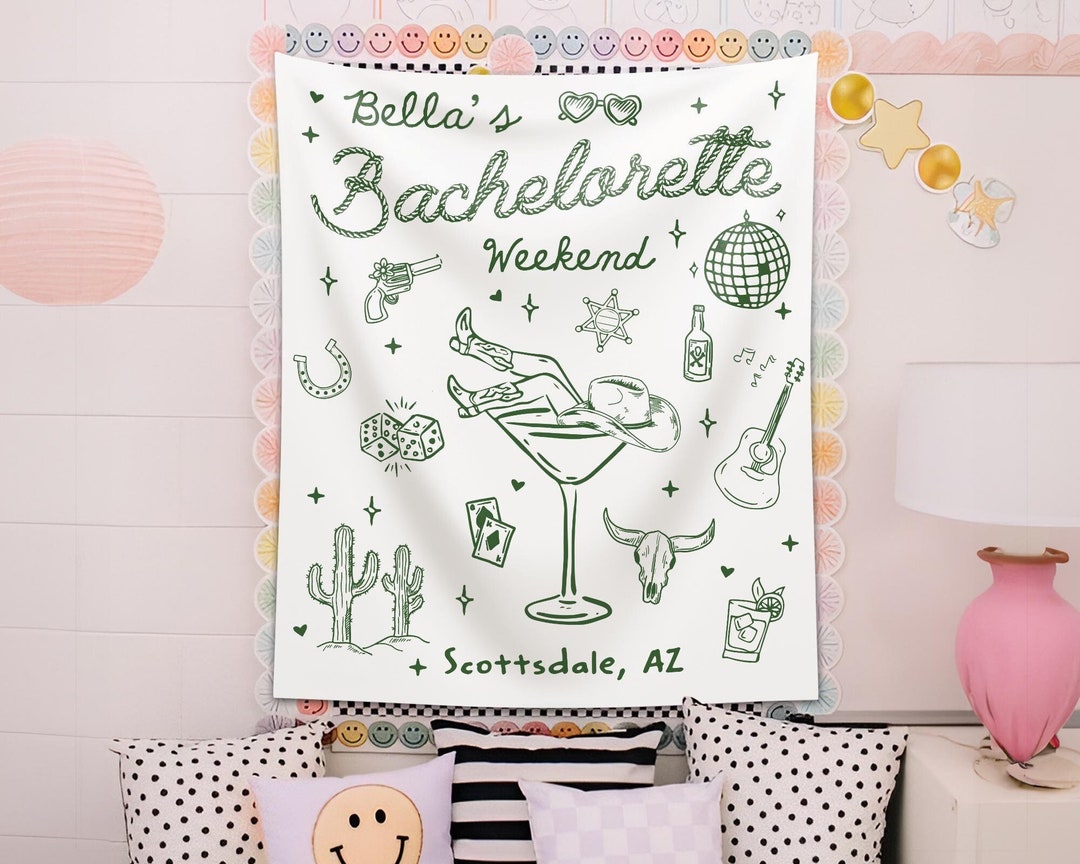 Custom Country Bachelorette Tapestry, Personalized Location ...