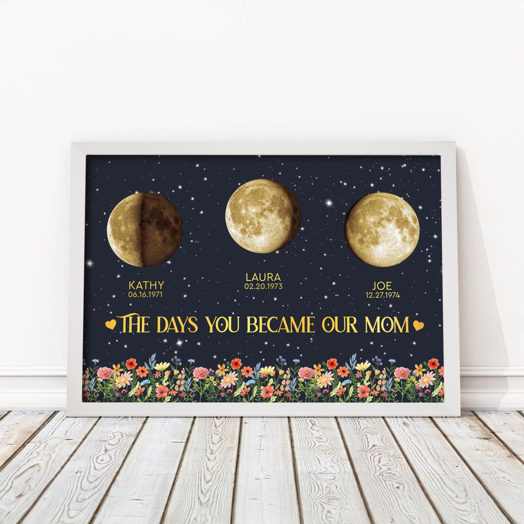 Custom Moon Phase by Date Print Gift for Mom, Mothers Day Gift for ...