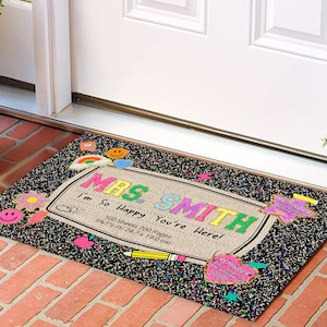 Personalized Teacher Name Rug, Custom Composition Notebook Doormat ...