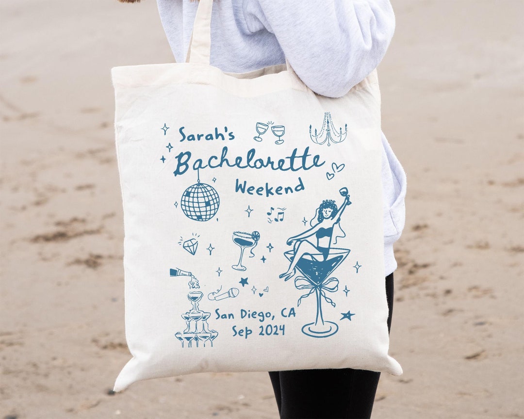 Custom Bachelorette Party Tote Bag, Beach Bachelorette Tote ...