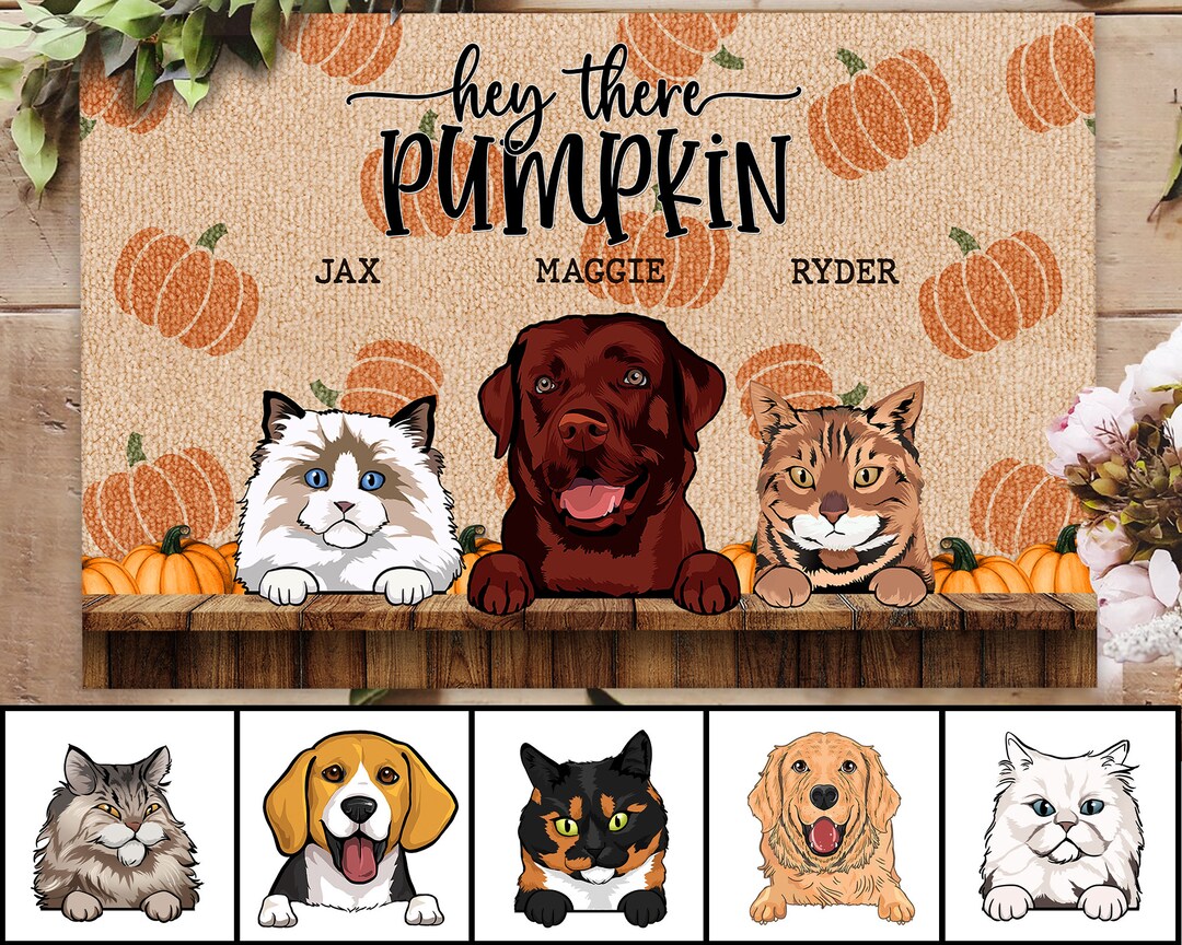 Personalized Fall Doormat, Custom Dog Cat Welcome Mat, Fall Decor, Fall ...