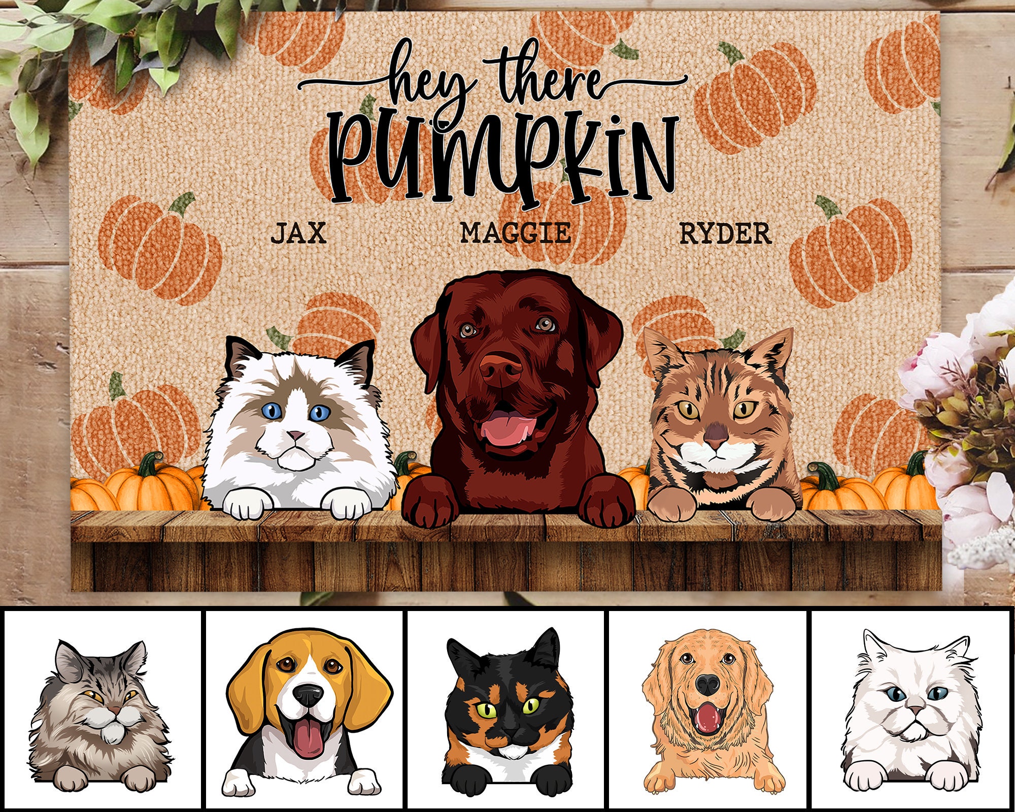 Personalized Fall Doormat, Custom Dog Cat Welcome Mat, Fall Decor, Fall ...