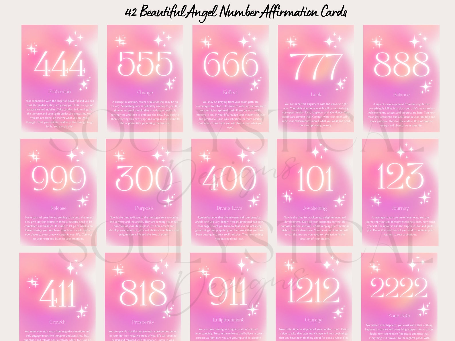 Angel Number Printable Oracle Cards, Angel Message Card Deck ...