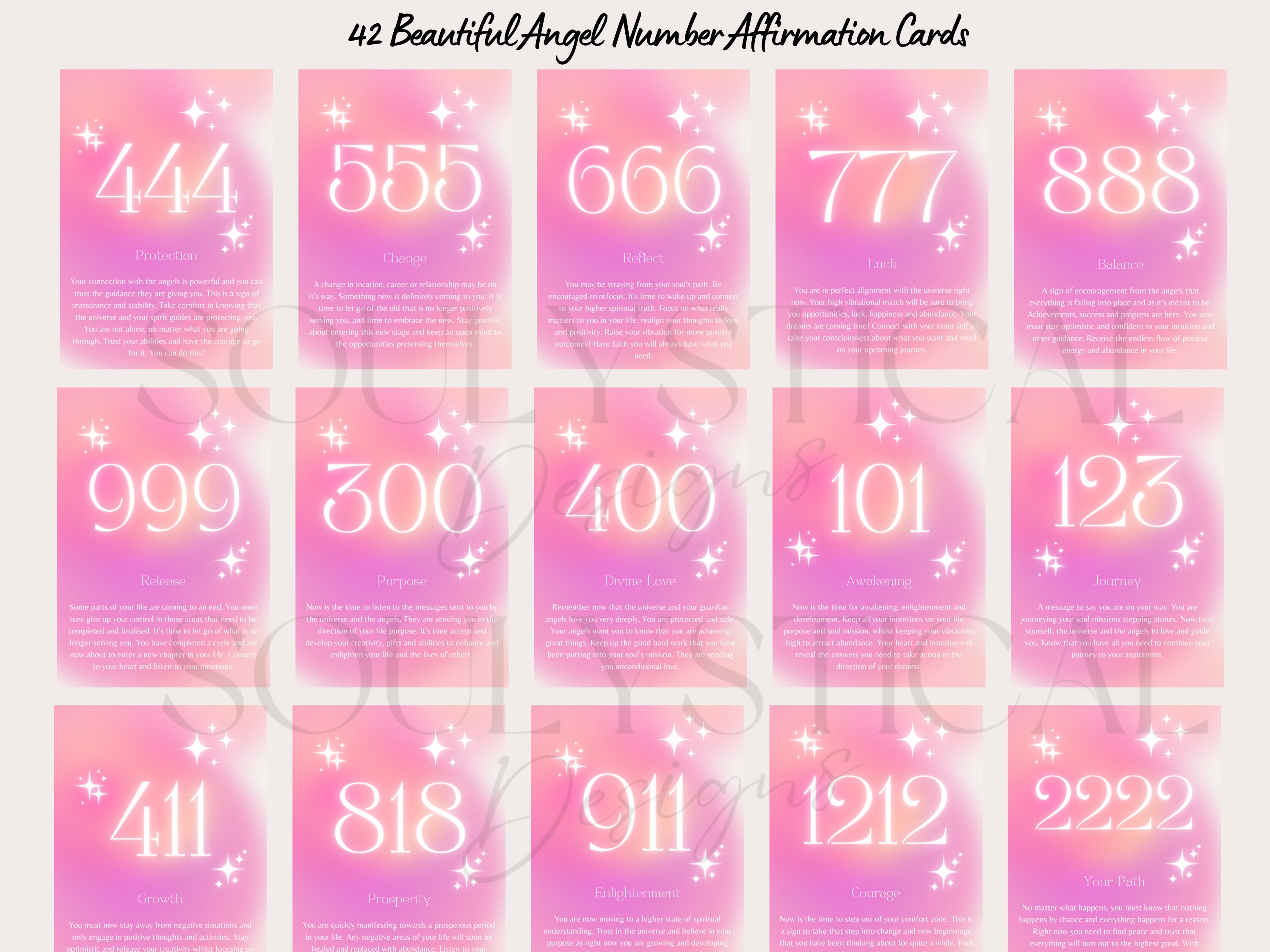Angel Number Printable Oracle Cards, Angel Message Card Deck ...