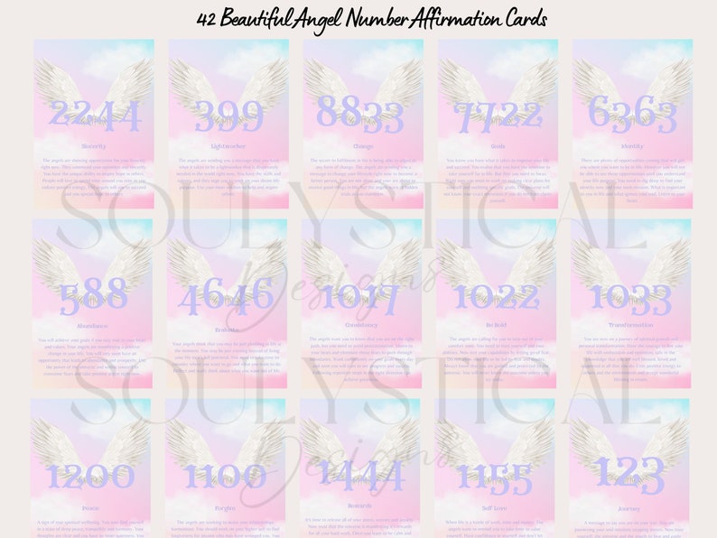 Angel Number Printable Oracle Cards, Angel Message Card Deck ...