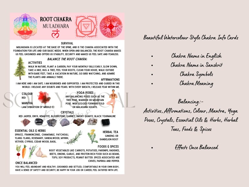 Seven Chakras Printable Guide Sheets, Chakra Balancing Cards, Chakra ...