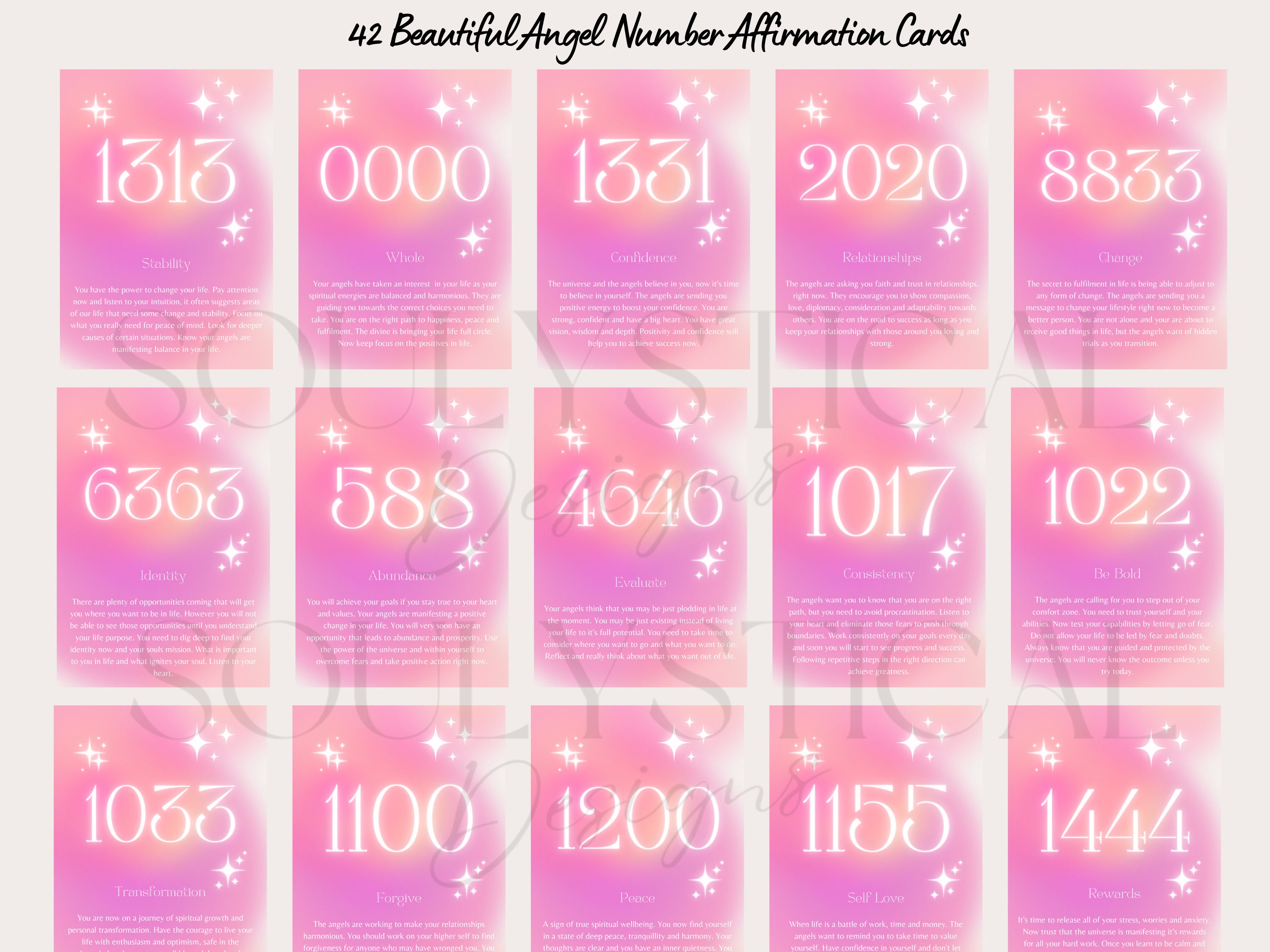 Angel Number Printable Oracle Cards, Angel Message Card Deck ...