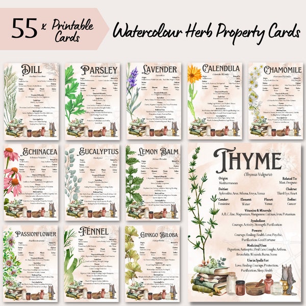 Printable Herbal Flash Cards - Etsy