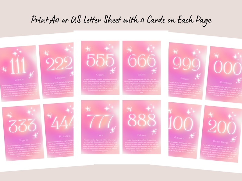 Angel Number Printable Oracle Cards, Angel Message Card Deck ...